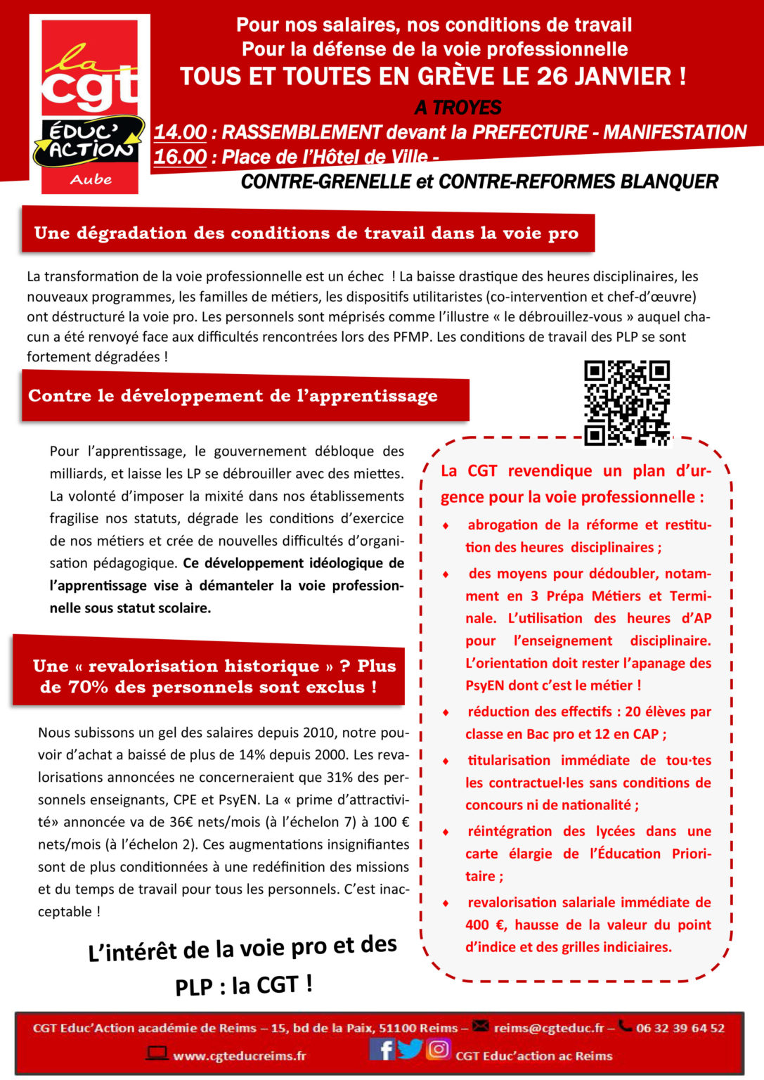 CGT Union Départementale de l'Aube Mardi 26 janvier Grève et ...